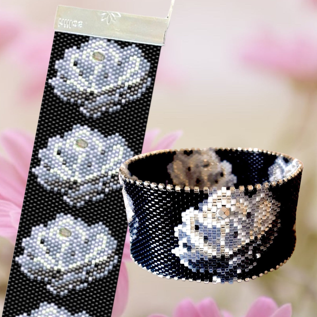 DIY Vertical Peyote Pattern - Bracelet ROSES ARGENT – KETIKOPARIS