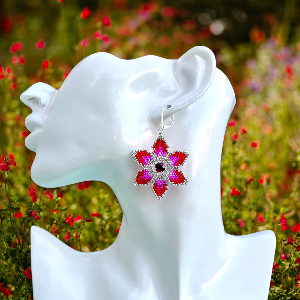 DIY Pendant Pattern miyuki beads - brick stitch weaving PADUA FLOWER ...